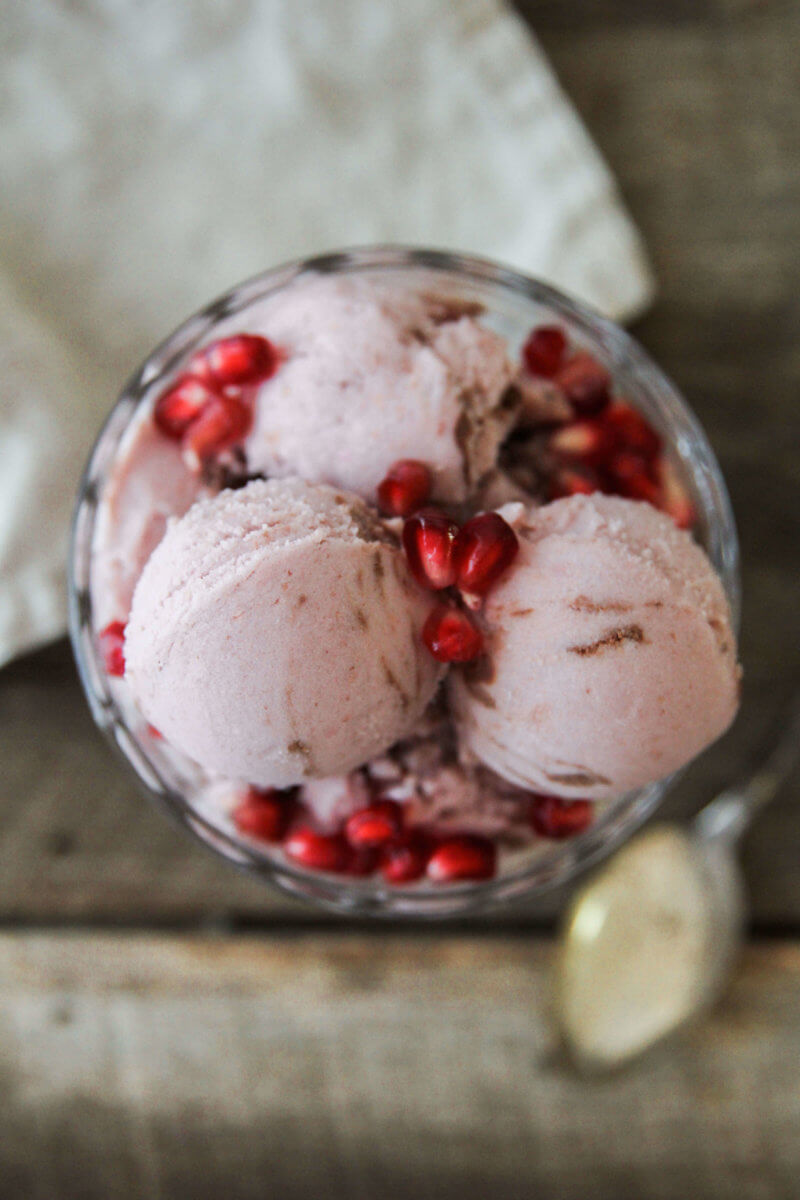 Vegan Pomegranate and Chocolate Ganache Ice Cream — Jessi's Kitchen